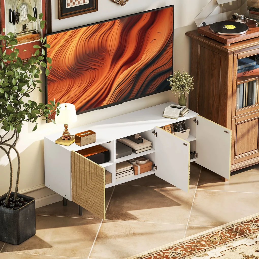 HOMCOM Mobila TV pentru de până la 65 de inch cu dulapuri cu ușă ...