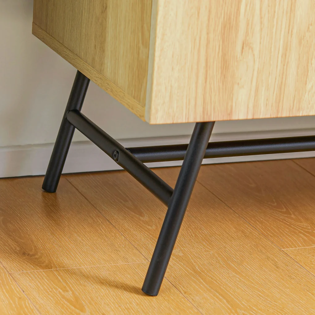 HOMCOM Dulap din Ratan cu 2 Nivele de Depozitare și Uși Duble, Design ...