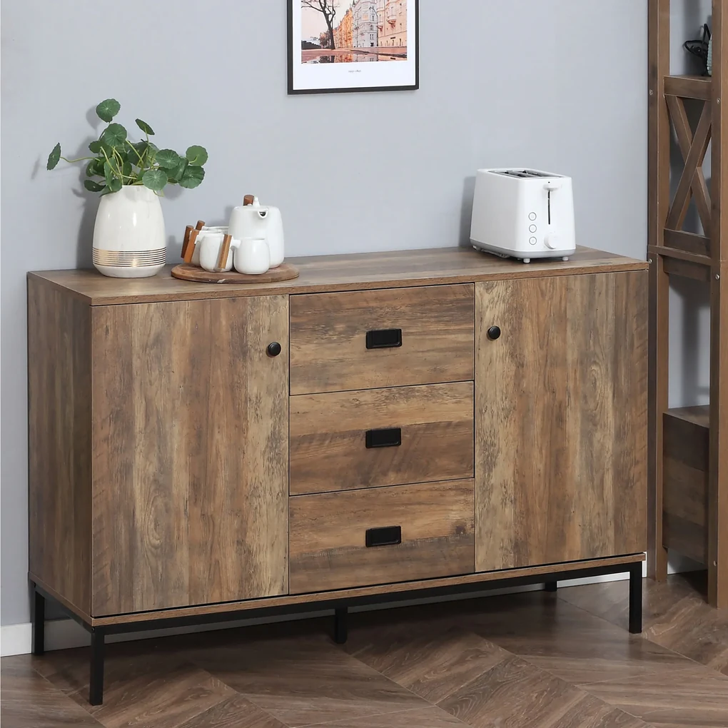 Dulap Lateral HOMCOM Stil Industrial, pentru Depozitare, cu Sertare ...