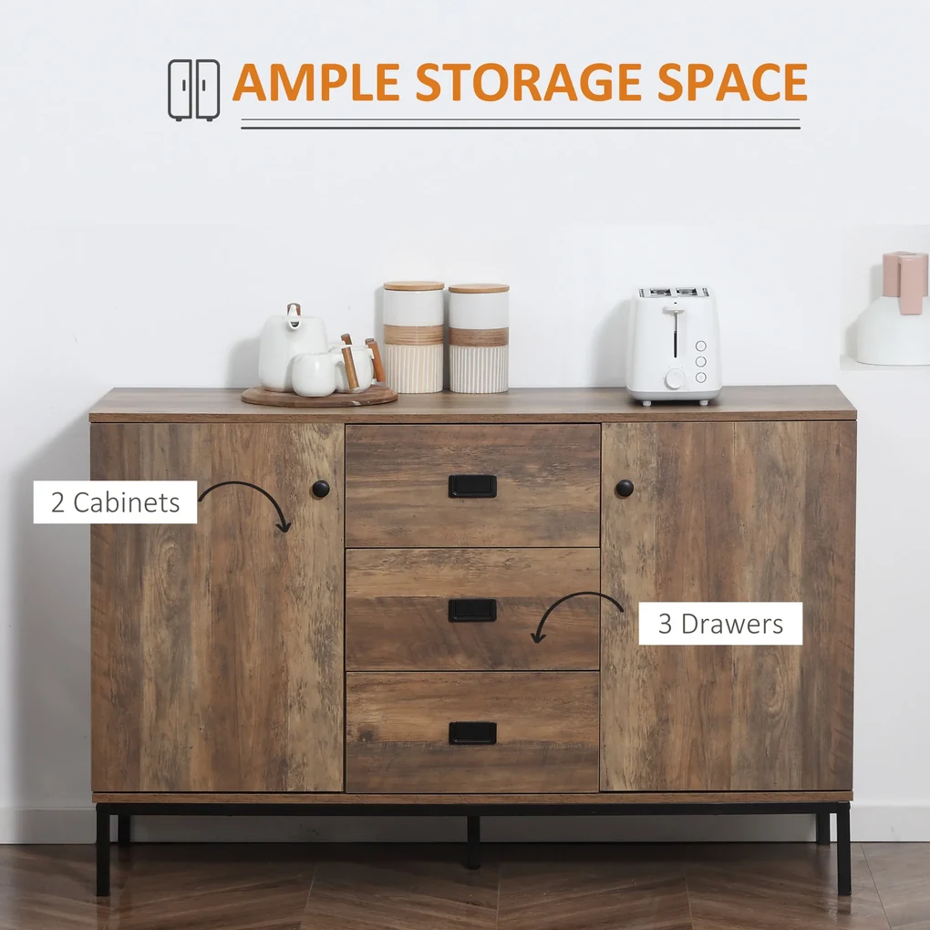 Dulap Lateral HOMCOM Stil Industrial, pentru Depozitare, cu Sertare ...