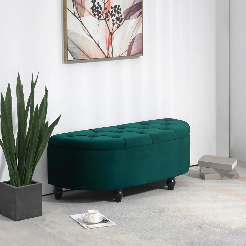 HOMCOM Pouf de Depozitare cu Capac 2 în 1 - Pouf Tapitat în Formă de ...