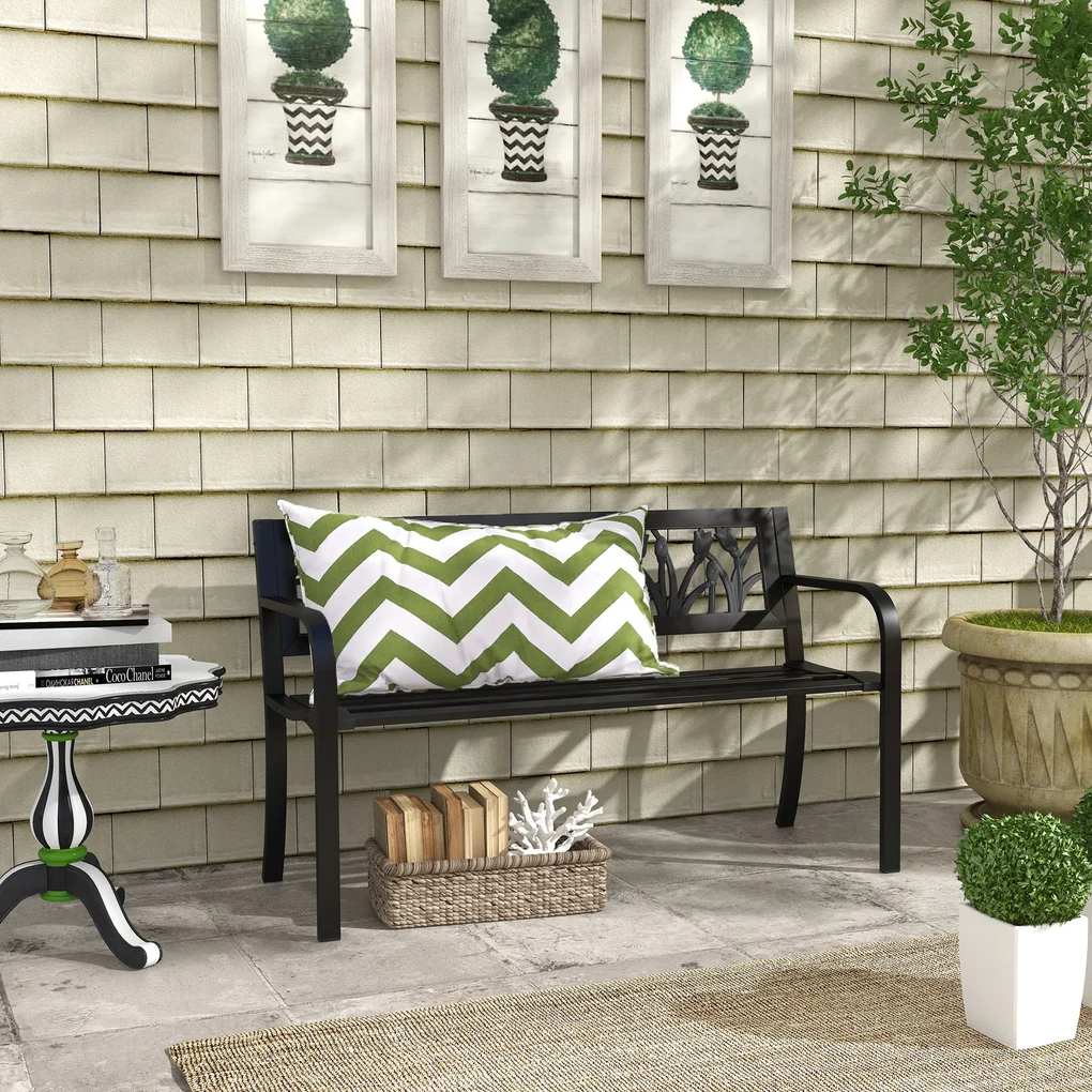 Outsunny Scaun de Terasa, Scaun Dublu cu Spatar cu Model Floral, pentru ...
