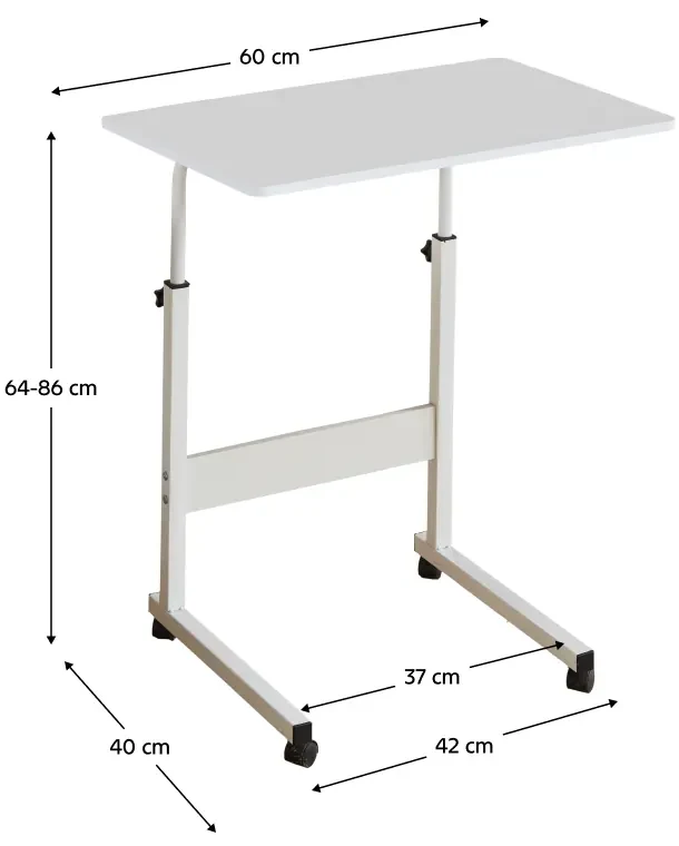 Reglabil masa PC cu roti, alba, JUSTUS | BIANO