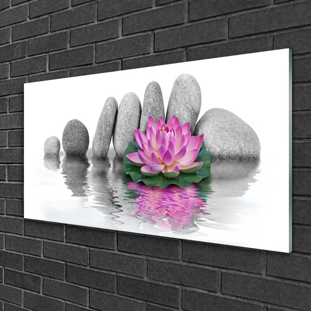 Tablou pe sticla Pietrele de flori Arta Roz Gri | BIANO