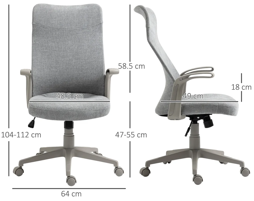 Scaun de birou elegant Vinsetto cu tesatura cu efect de in, ergonomic ...