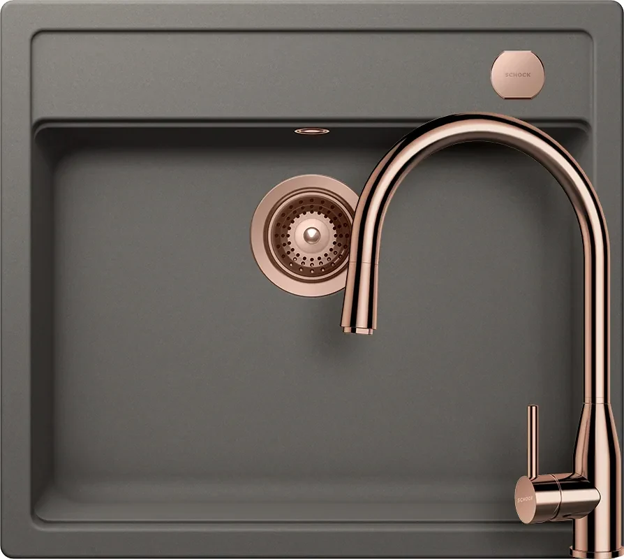 Set chiuveta bucatarie Schock Mono N-100 570 x 510 mm Cristadur Silverstone, gri inchis cu ...