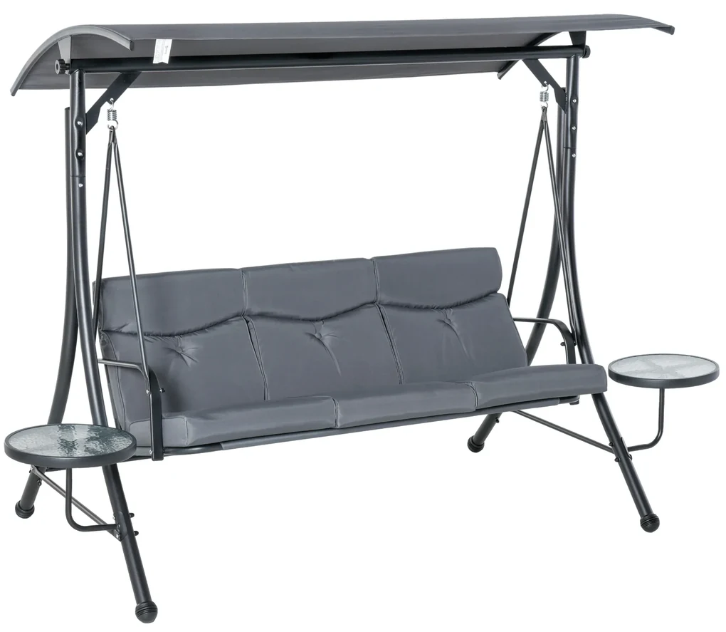 Outsunny Balansoar cu 3 scaune de gradina sau balcon cu acoperis si 2 ...