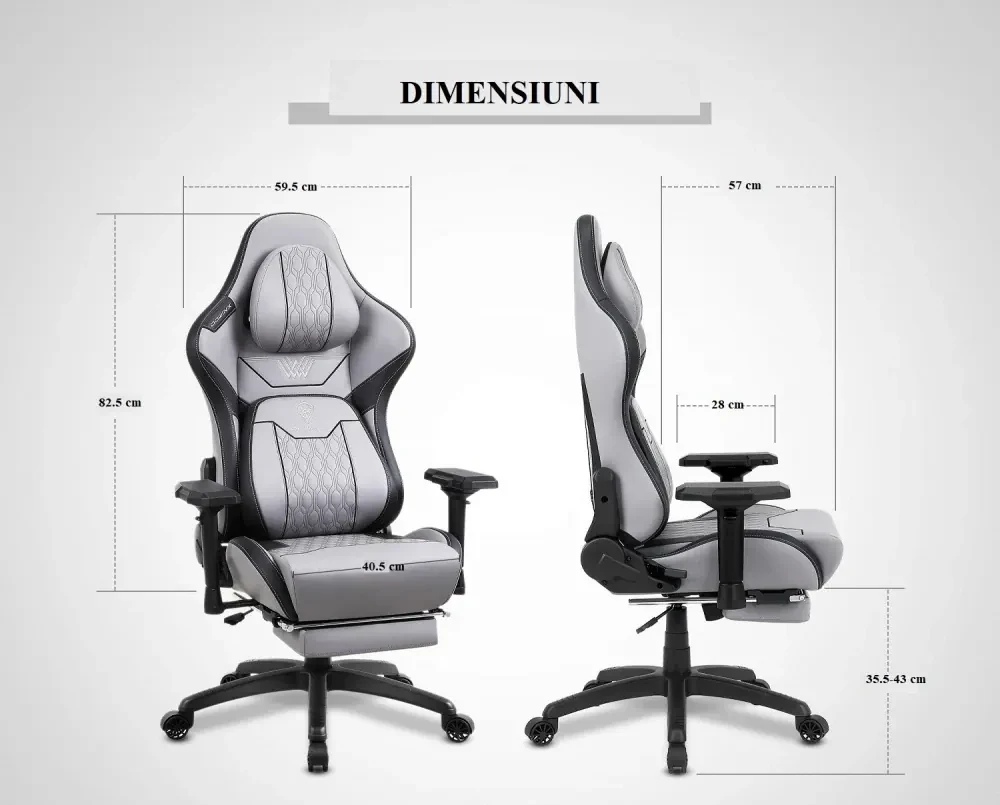 DOWINX Scaun gaming, ergonomic, spătar înalt, tetiera confortabilă ...