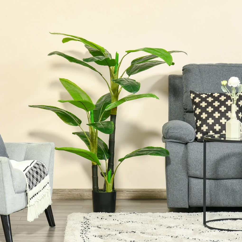 HOMCOM Bananier Planta in Ghiveci Bananier Artificial, Planta ...