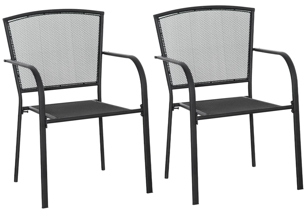 Outsunny Set de 2 Scaune de Grădină din Metal, Confortabile pentru ...