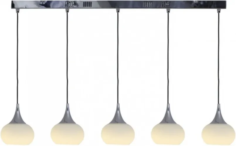 Lustra tip pendul LED Apart metal/sticla, argintiu, 5 becuri, diametru ...