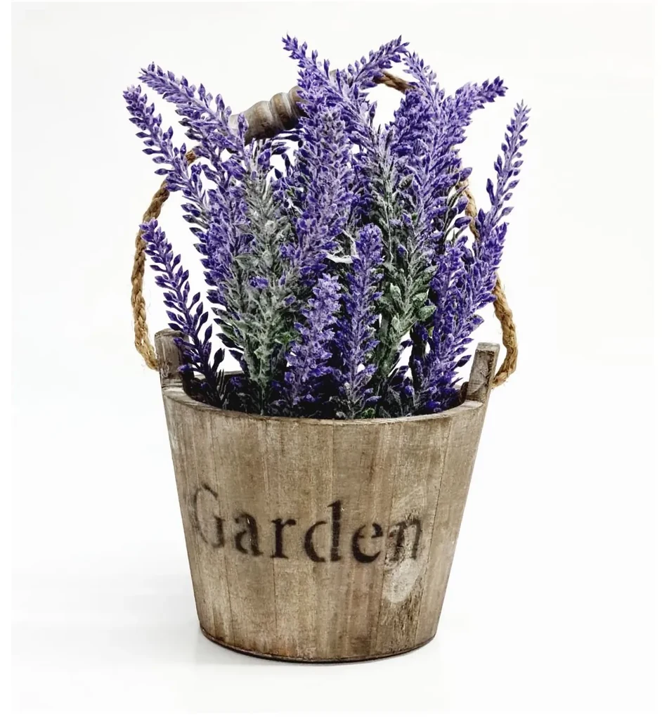 Ghiveci din Lemn cu Lavanda artificiala, Garden, 23 X 12 CM | BIANO