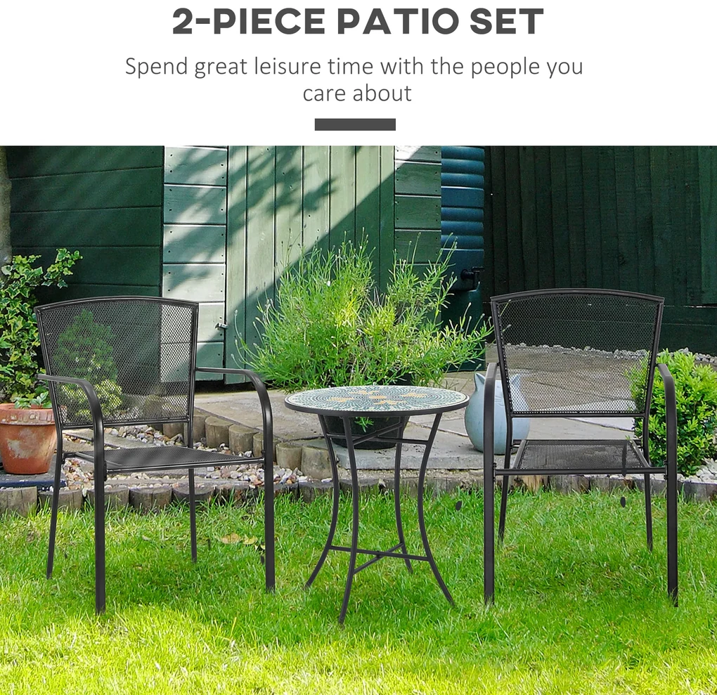 Outsunny Set de 2 Scaune de Grădină din Metal, Confortabile pentru ...