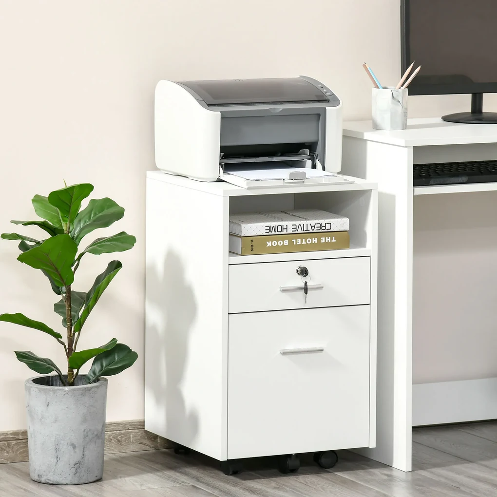 Vinsetto Dulap cu Sertare Blocabile, 2 Chei Incluse, cu 5 roti cu ...