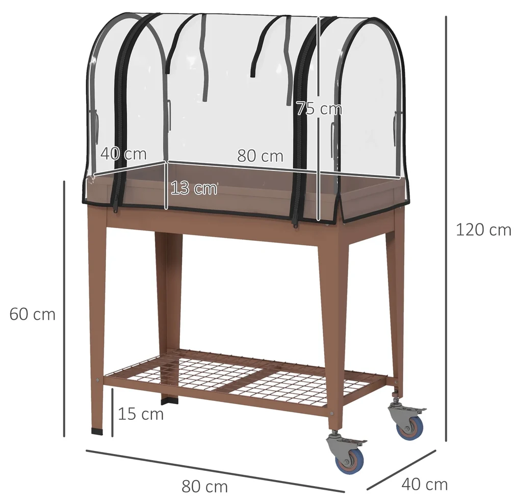 Outsunny Strat de Gradină Înălțat cu Acoperiș de Sera, Jardiniera ...