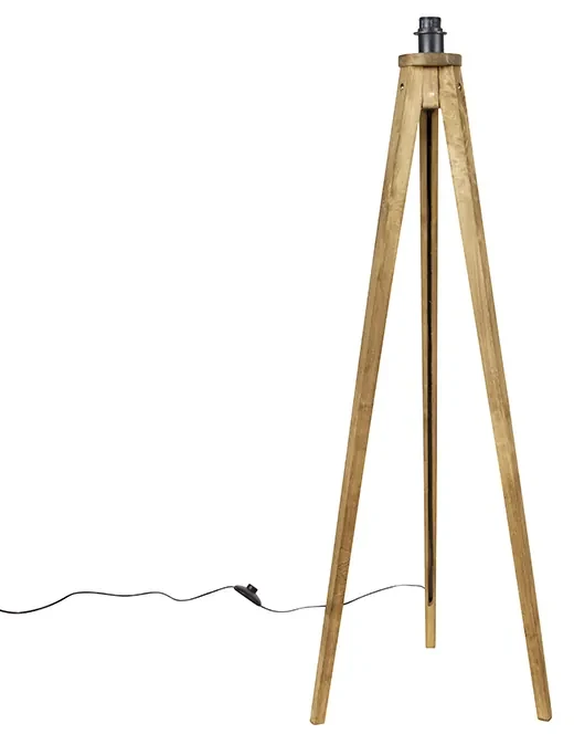 Lampă de podea rustică trepied lemn vintage - Tripod Classic | BIANO