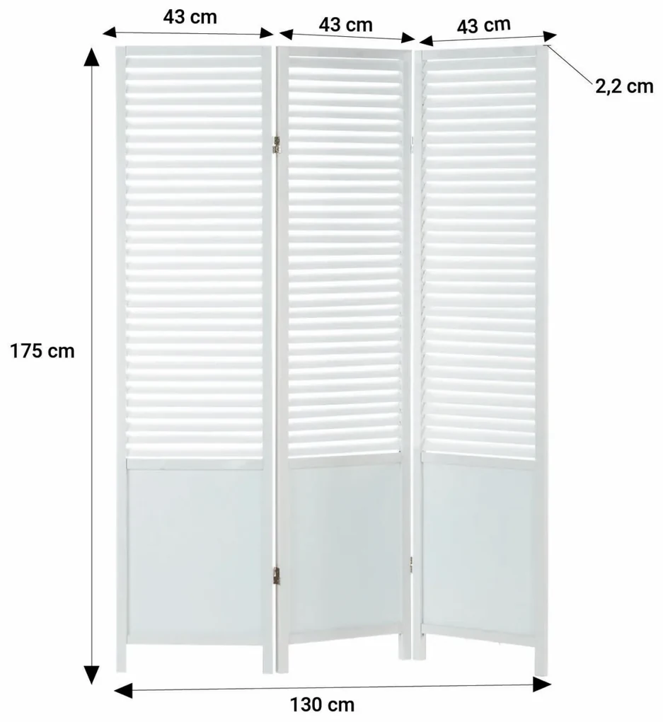 PAR209 - Paravan despartitor lemn Alb - 3 panouri | BIANO