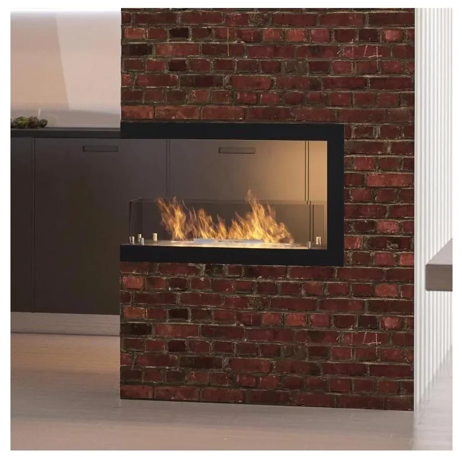 Șemineu BIO de colț 80x50 cm bifacial InFire | BIANO