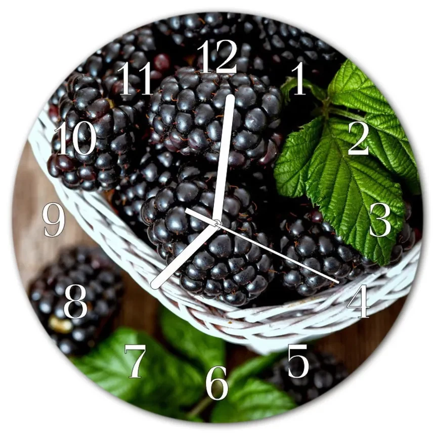 Ceas de perete din sticla rotund Mure de fructe Purple | BIANO