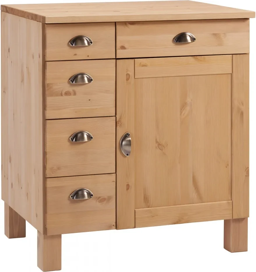 Comoda mare Toscana din lemn masiv pin - o usa/5 sertare - 75/60/85 cm ...