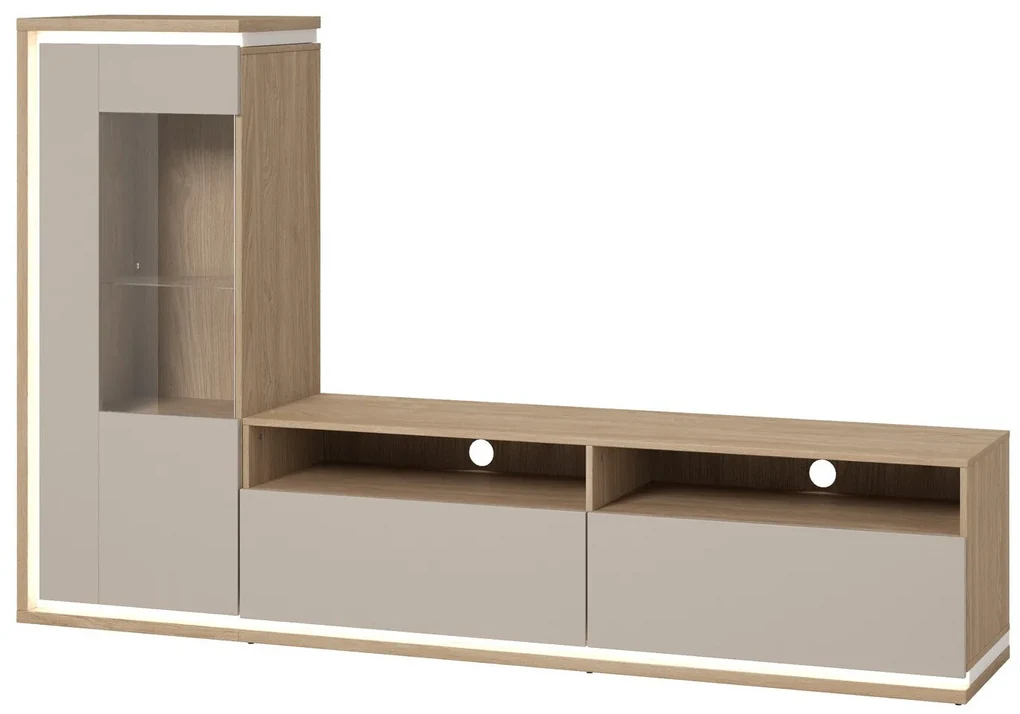 Set camera de zi Austin BN107Cașmir, Stejar, Părți separate, Cu comodă TV, Cu componente ...