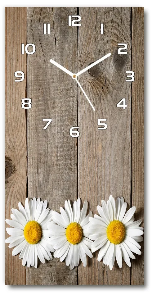 Ceas perete din sticlă dreptunghiular Musetelul pe lemn | BIANO