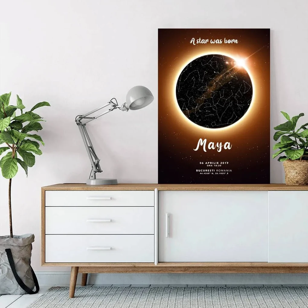 Tablou Canvas Personalizat cu Harta Stelelor Starmap Sunshine | BIANO