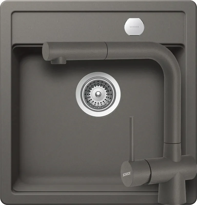 Set chiuveta bucatarie Schock Mono N-100S 490 x 510 mm si baterie bucatarie Schock Laios ...