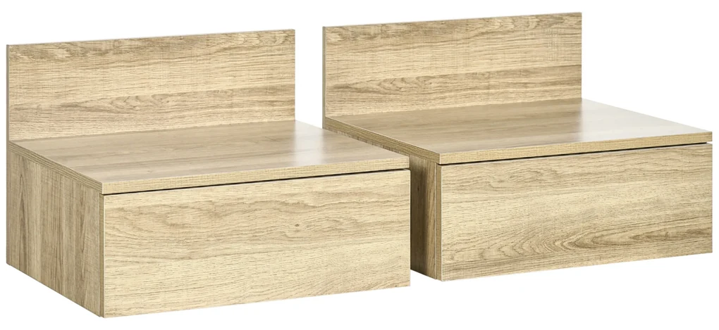 HOMCOM Set 2 Noptiere Suspendate de Perete cu Sertar Design Modern ...