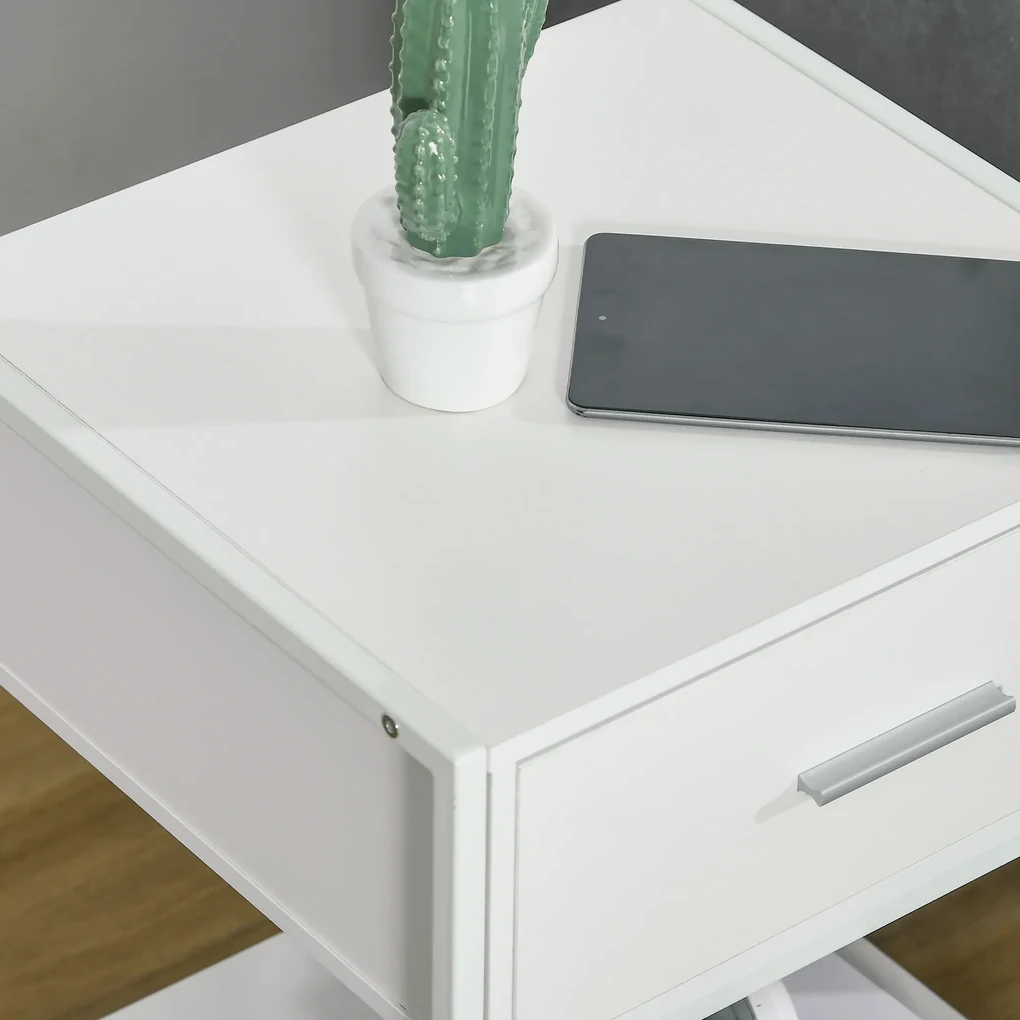 HOMCOM Set din 2 Noptiere Moderne, Noptieră cu Raft și Sertar ...