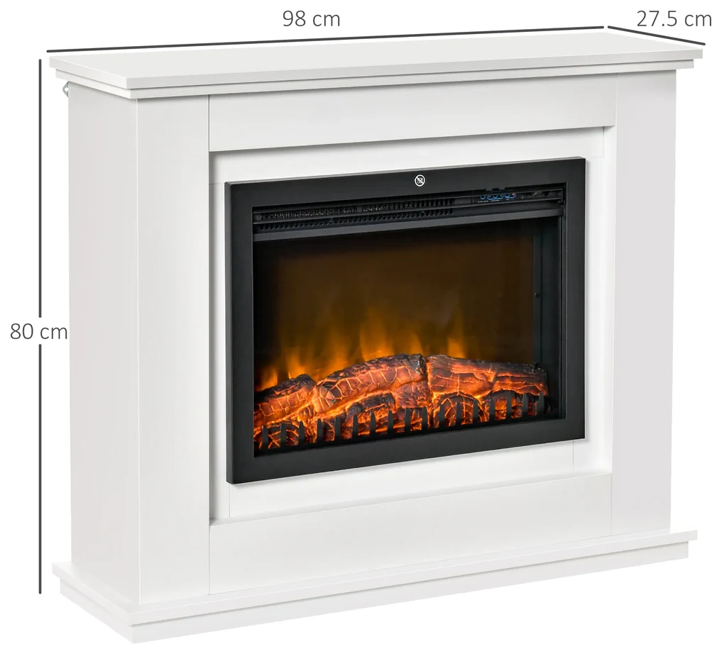 HOMCOM Semineu electric cu efect flacara, realist, incalzitor pentru ...