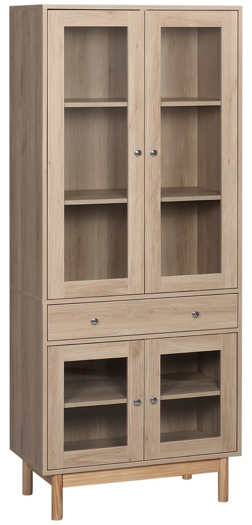 HOMCOM Dulap modern cu usi din sticla si sertar, dulap de bucatarie din ...