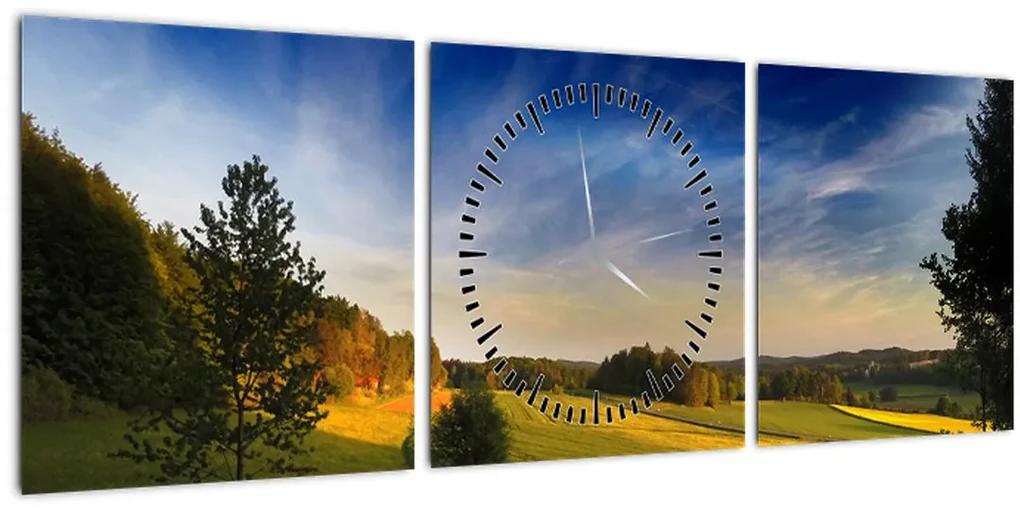 Tablou - Lunca de munte (cu ceas) (90x30 cm) | BIANO