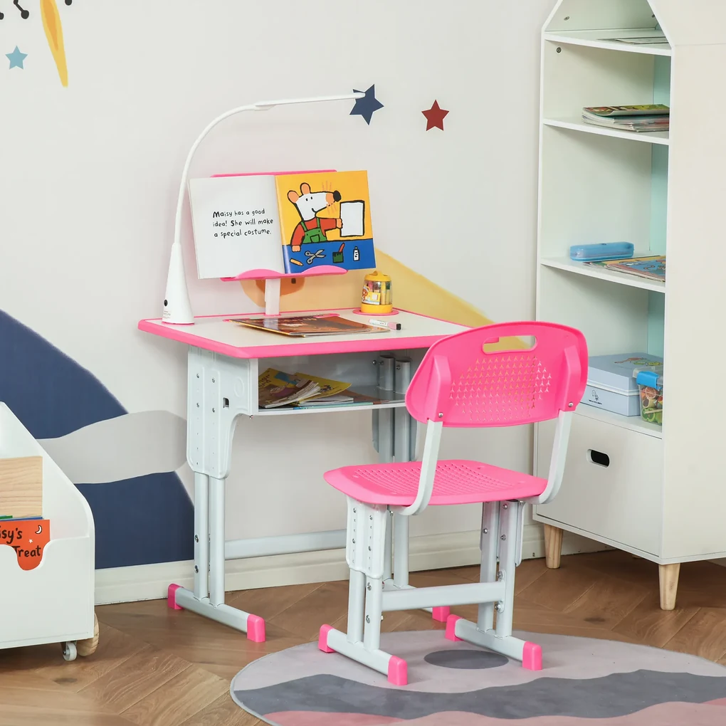 Banca cu scaun pentru copii 6-12 ani cu pupitru, suport stilou, carlig ...