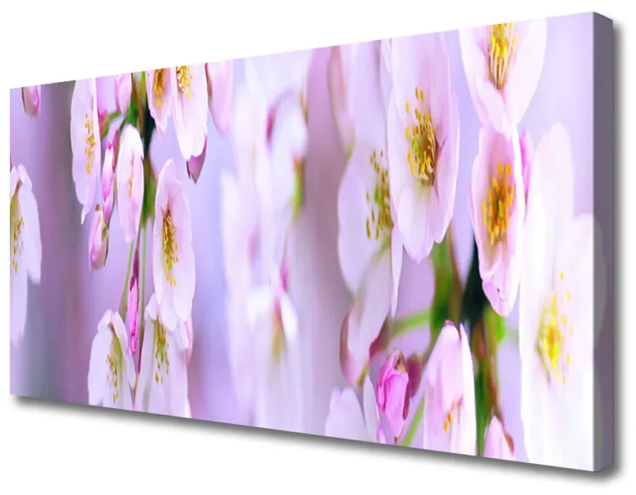 Tablou pe panza canvas Flori Floral Alb Violet | BIANO