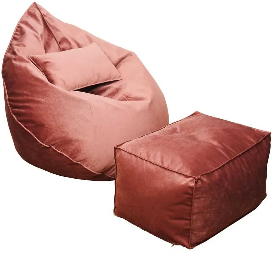 SET FOTOLIU RELAXARE OTOMAN,CULOARE ROZ,TEXTIL,HUSA DETASABILA SI ...