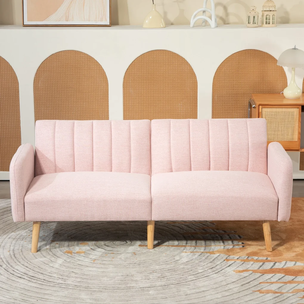 HOMCOM Canapea extensibilă 2 locuri Design scandinav Spătar înclinat 3 ...