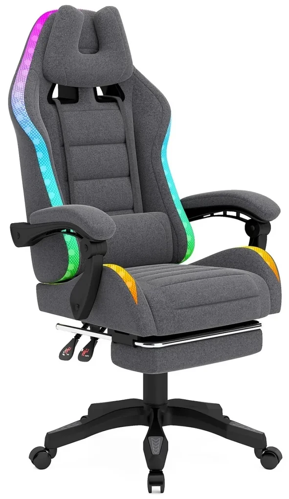 RESIGILAT- Scaun gaming, sistem iluminare bandă LED RGB, suport ...