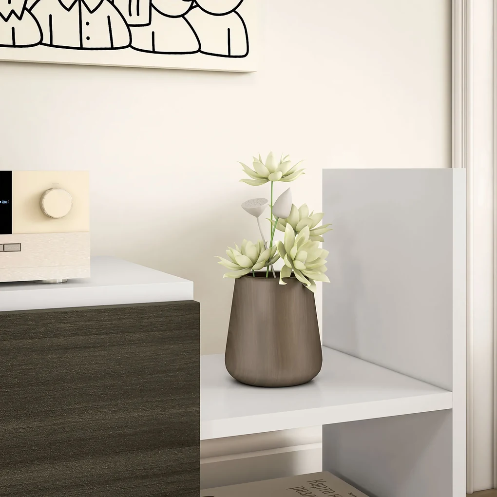 HOMCOM Mobilier TV cu Raft de Perete, Rafturi Deschise și Dulăpior din ...