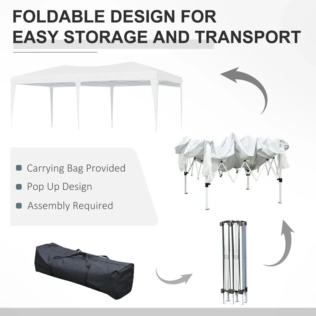 Outsunny Pavilion Pliabil pentru Grădină cu 6 Panouri Laterale, Alb ...