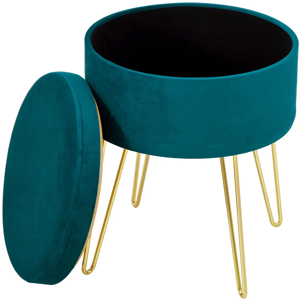 HOMCOM Puf Modern cu Spațiu de Depozitare din In, Scaun Suport Picioare ...