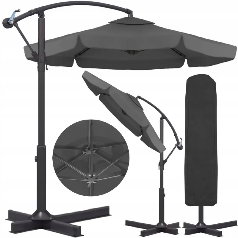 Umbrela de soare pliabila pentru gradina ARCADIA 300 cm, gri | BIANO