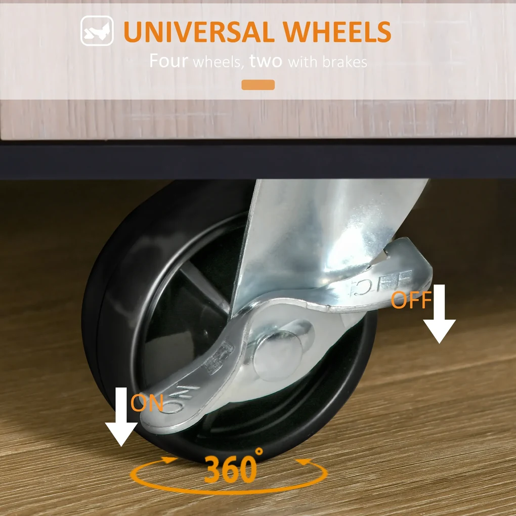 HOMCOM Cărucior de Bucătărie cu Roți și Dulap pentru Depozitare ...