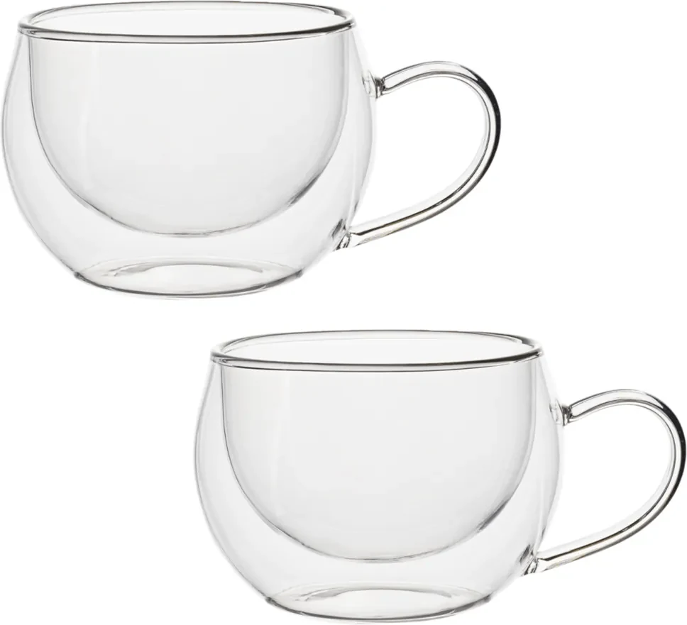 Set 2 pahare termice pentru cappuccino, transparentă, 280ml, HOTCOOL 1 | BIANO