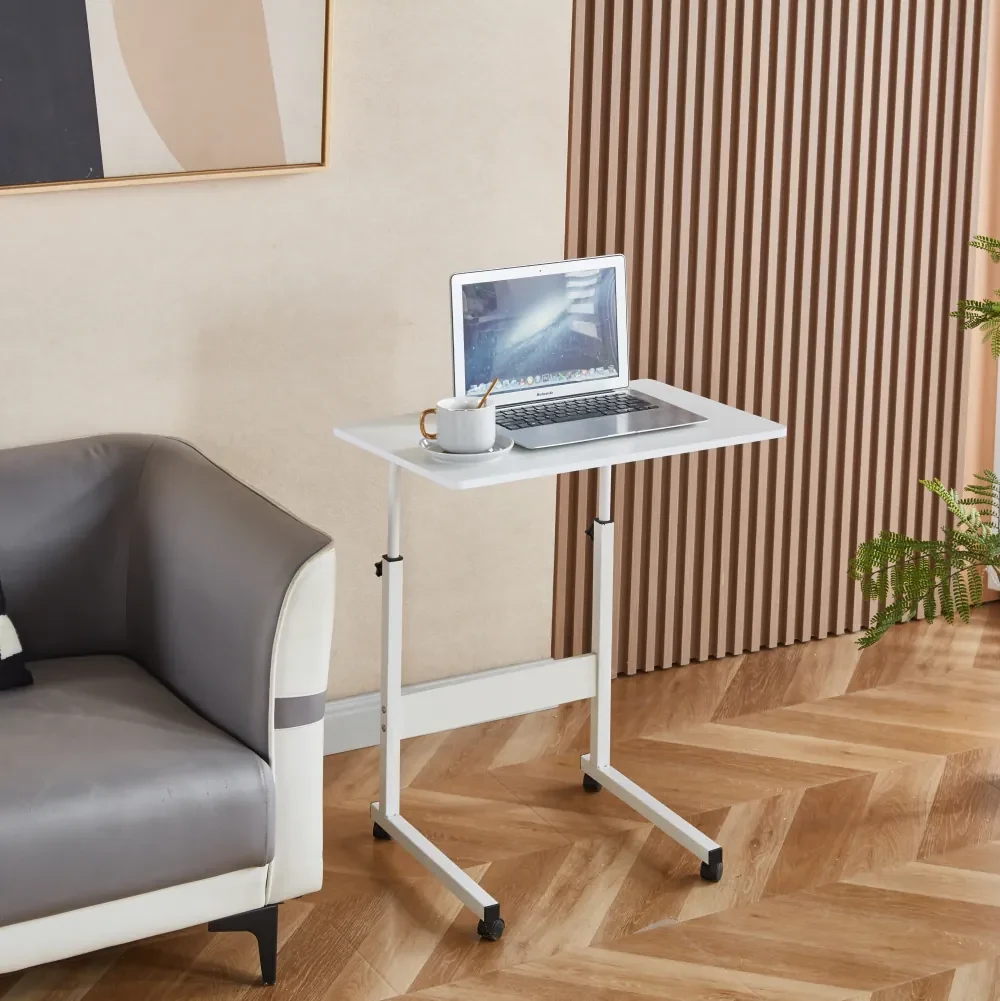 Reglabil masa PC cu roti, alba, JUSTUS | BIANO