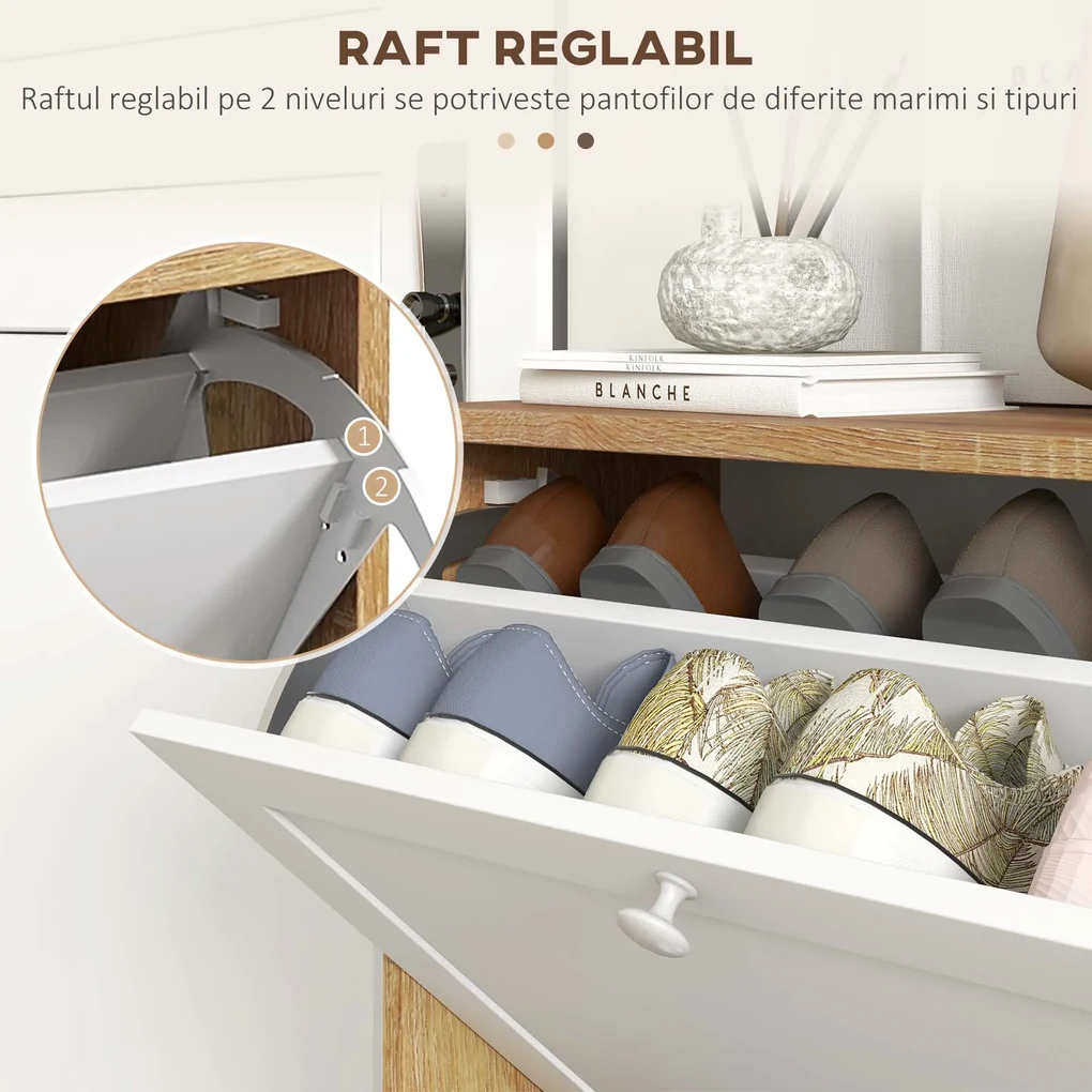 HOMCOM Dulap Ingust pentru Pantofi, Dulap Ingust pentru Depozitarea ...