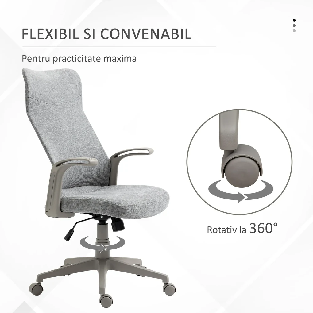 Scaun de birou elegant Vinsetto cu tesatura cu efect de in, ergonomic ...