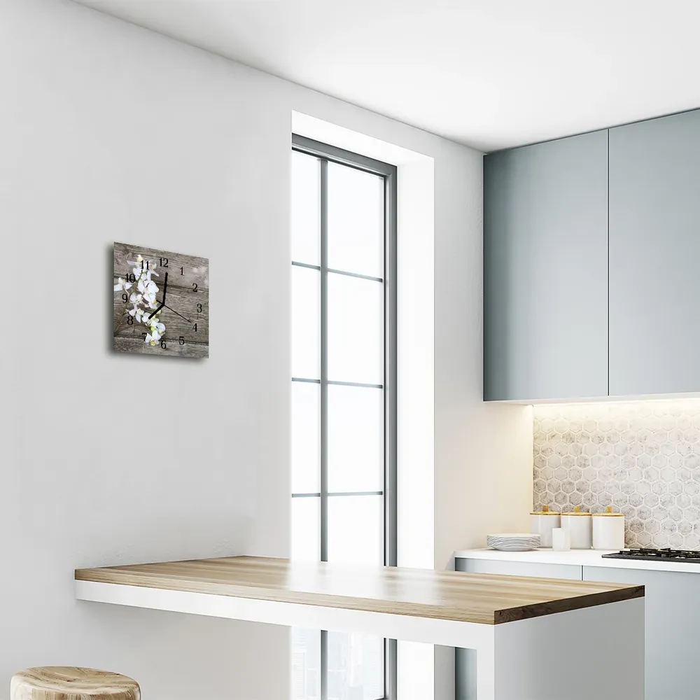 Ceas de perete din sticla pătrat Table Brown | BIANO