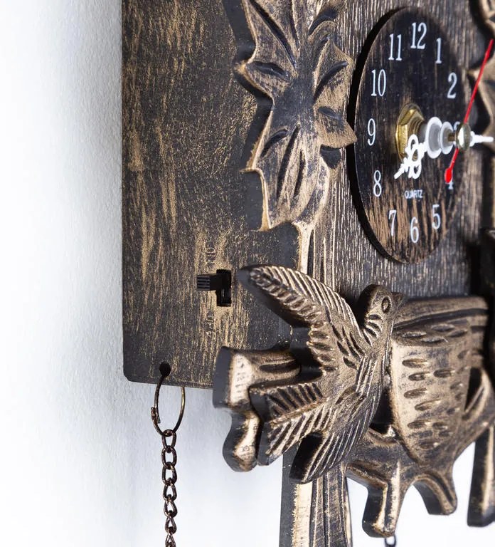 Ceas de perete cu Cuc maro-auriu | BIANO