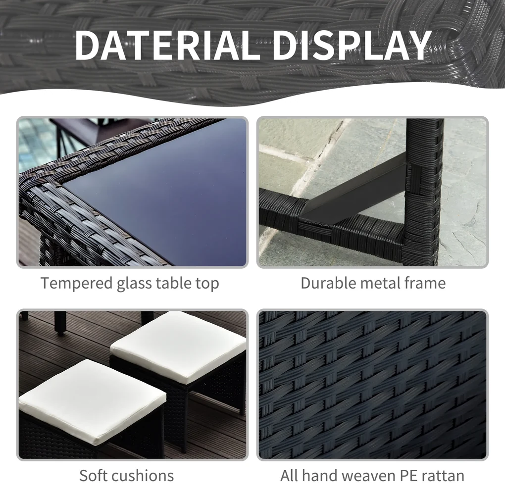 Set Mobila de Gradina Rattan 5 Buc Outsunny, cu Perne Combinate ...